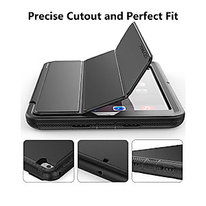 SEYMAC for iPad Mini 5 / Mini 4 Case 7.9", Sturdy Heavy Duty Shockproof Protection Folio Stand Case with Smart Cover Auto Sleep/Wake for iPad Mini 5th / 4th Generation, Black
