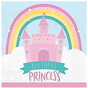 Amscan Princess Castle Birthday Napkins - 5' x 5' | Multicolor | 16 Pcs.