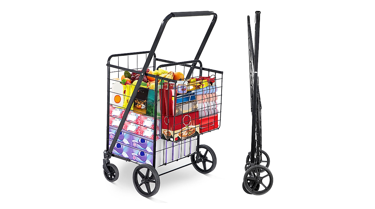 Smartxchoices Large Folding Shopping Cart – Compact & Durable