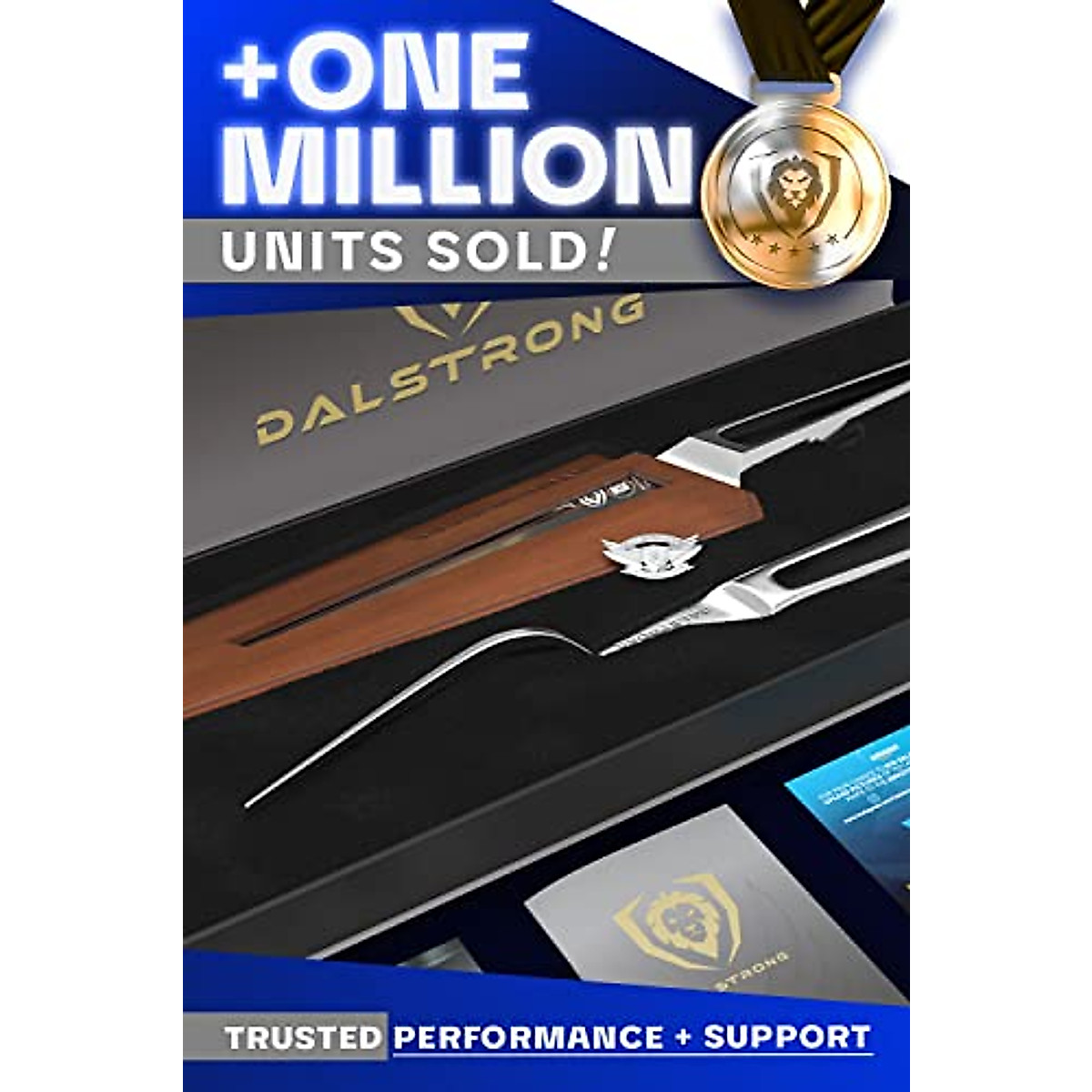 DALSTRONG Carving Knife & Fork Set - 9 inch - Crusader Series - Forged High-Carbon German Stainless Steel - w/Magnetic Sheath - Carving Set - NSF Certified