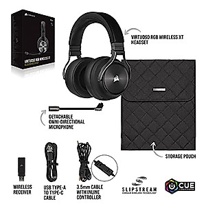 CORSAIR VIRTUOSO RGB WIRELESS XT High-Fidelity Gaming Headset with Bluetooth and Spatial Audio - Works with Mac, PC, PS5, PS4, Xbox series X/S - Slate