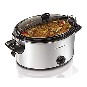 Hamilton Beach Stay or Go Portable 6-Quart Slow Cooker With Lid Lock, Dishwasher-Safe Crock, Silver (33262)