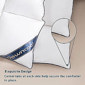 DOWNCOOL Goose Feather Down Comforter King Size - 750 Fill Power Duvet Insert - Ultra Soft Hotel Collection Comforter - All Season White King Down Comforter - King 106 x 90 Inch
