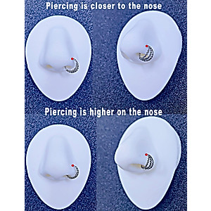 16G 8mm Silver Nose Rings Lip Septum Clicker Triple Open Stack Conch Daith Piercing Jewelry Snake Skin Cartilage Earring Hoop 316L Surgical Steel Conch Daith Helix Rook Lobe Earring Black Hoop Earring