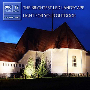 SUNVIE Outdoor Landscape LED Lighting 12W Waterproof Garden Lights COB Led Spotlights with Spiked Stand for Lawn Decorative Lamp US 3- Plug 3000K Warm White (2 Packs)