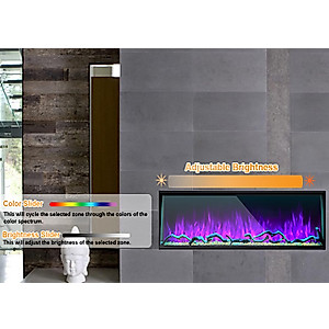 Electric Fireplace Heater 96" WiFi -Enabled Built-in Recessed Fireplace Unit with 251 Realistic Flame Color Combinations, Single-Sided 1500/750 Watt Heat Fire Place Insert Linear (44" Slim)