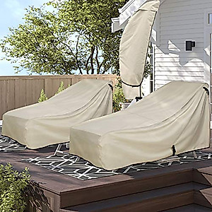 Porch Shield Patio Umbrella Cover - Outdoor Waterproof Garden Offset Banana Parasol Cover Fits Cantilever Offset Umbrella 12-14 Feet, Beige