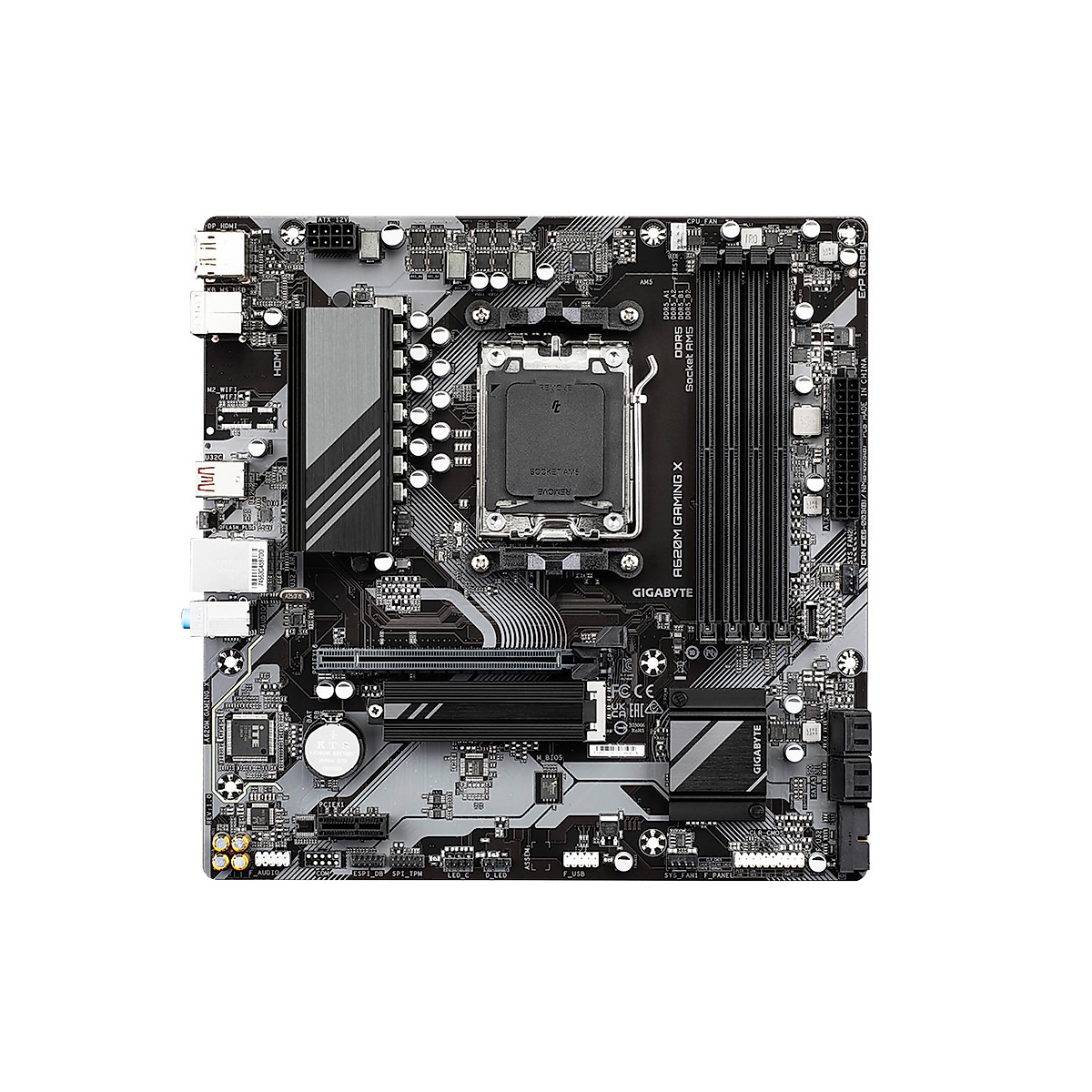 GIGABYTE A620M GAMING X (AM5/ LGA 1718/ AMD/ A620/ Micro ATX/ 5-Year Warranty/ DDR5/ PCIe 4.0 M.2/ PCIe 4.0/ USB 3.2 Gen1x2 Type-C/Realtek 1GbE LAN/Q-Flash Plus/PCIe EZ-Latch/Motherboard)