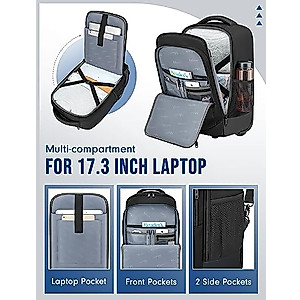 MATEIN 17 inch Rolling Backpack, Travel Laptop Backpack for Men Women, Large Wheeled Backpack Water Resistant Carry on Roller Bag Airline Approved, Business Luggage Suitcase, Traveler Gifts, Black