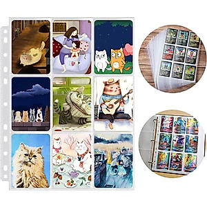 2700 Pockets Trading Card Sleeve Pages,150 Pack Double Side 9-Pocket Trading Card Binder Sleeves Page Protectors Sheet for Skylanders, Pokemon, Top Trumps for 11 Ring Binder