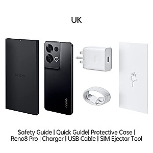 OPPO Reno 8 Pro Dual-Sim 256GB ROM + 8GB RAM (GSM only | No CDMA) Factory Unlocked 5G Smartphone (Glazed Black) - International Version
