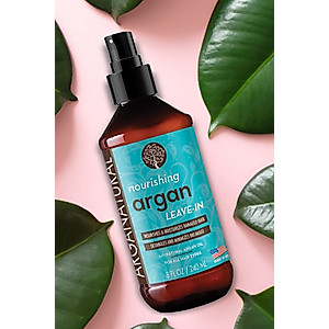 Arganatural Argan Leave-In Conditioner & Detangler for Damaged Hair, 8 fl oz Spray Bottle, Macadamia and Argan Oil, Paraben Free Hair Care