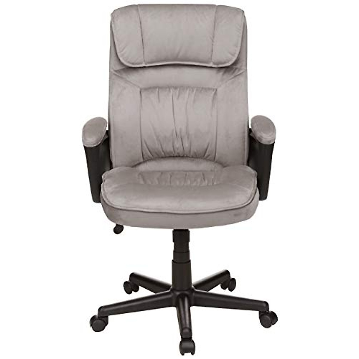Amazon Basics Classic Office Desk Computer Chair - Adjustable, Swiveling, Ultra-Soft Microfiber, Lumbar Support, 28"D x 25"W x 43.5"H, Light Gray