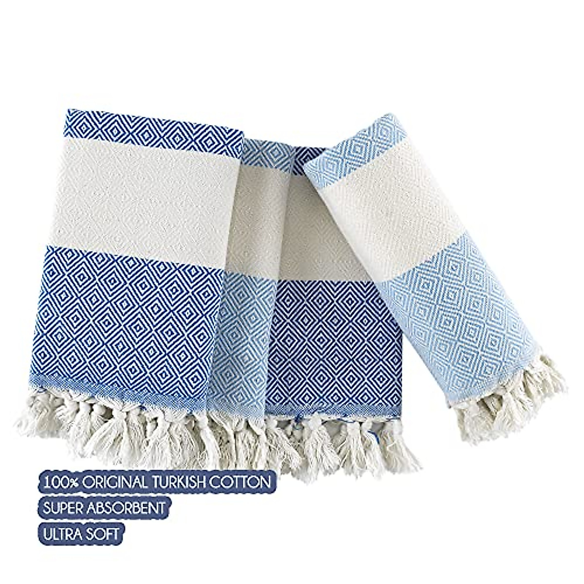 Hiera Home Turkish Hand Towels Set of 4 | 100% Cotton Decorative Towels for Bathroom, Kitchen, Gym, Yoga, SPA | Soft, Absorbent and Quick Dry Farmhouse Towels for Hands, Hair and Face | 19x39 inches