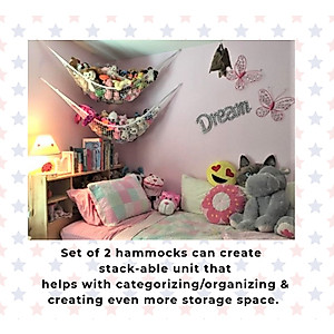 MiniOwls Toy Storage Hammock for any Room Corner. Strong and Sturdy Net for Stuffed toy Animals. Great to Keep Stuffies of the Kid's Bed. (White, X-large (Pack of 1))