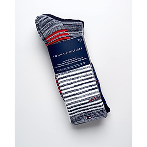 Tommy Hilfiger Men's Athletic Socks - Cushion Crew Socks (3 Pack), Size 7-12, Navy Assorted