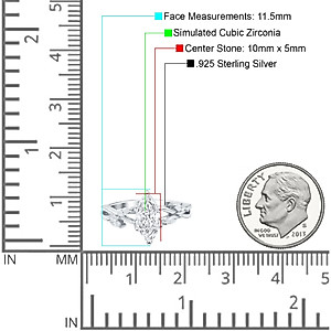 Blue Apple Co. Simulated Cubic Zirconia Size-9 Infinity Twist Marquise Art Deco Engagement Wedding Bridal Ring Round CZ 925 Sterling Silver