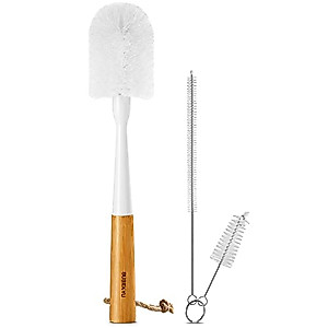 SUBEKYU Bottle Brush, Baby Bottle Brush with Nipple and Straw Cleaner Set for Cleaning Water Bottle