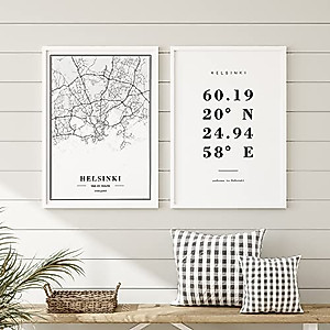 Dear Mapper Helsinki Finland View Abstract Road Modern Map Art Minimalist Painting Black and White Canvas Line Art Print Poster Art Print Poster Home Decor (Set of 3 Unframed) (12x16inch)