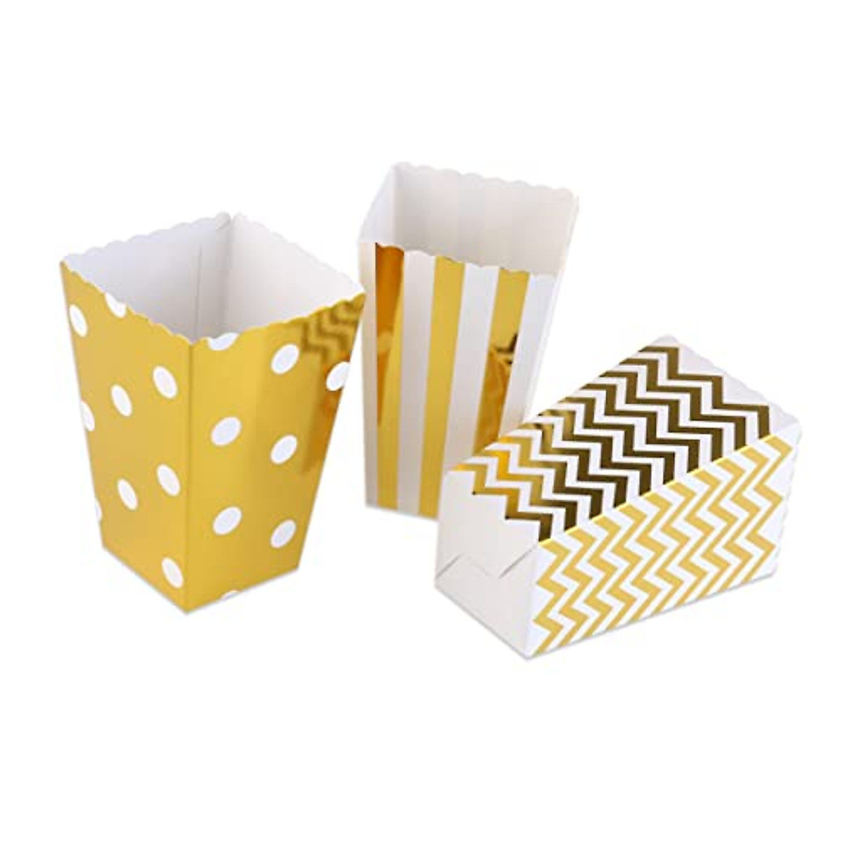 FUNOMOCYA 50pcs Popcorn Boxes Cookie Container Candy Containers Disposable Containers Popcorn Containers Party Candy Boxes Cookies Box Popcorn Cup Popcorn Bucket Cardboard Golden