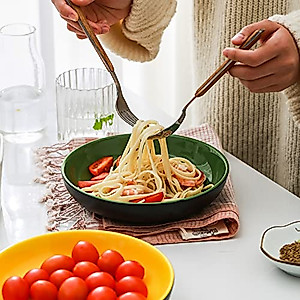 KitchenTour Ceramic Pasta Bowls - Large and Durable Serving Bowl Set 26 Ounce - Dishwasher and Microwave Safe - Set of 6, Deep blue, Multi-Color