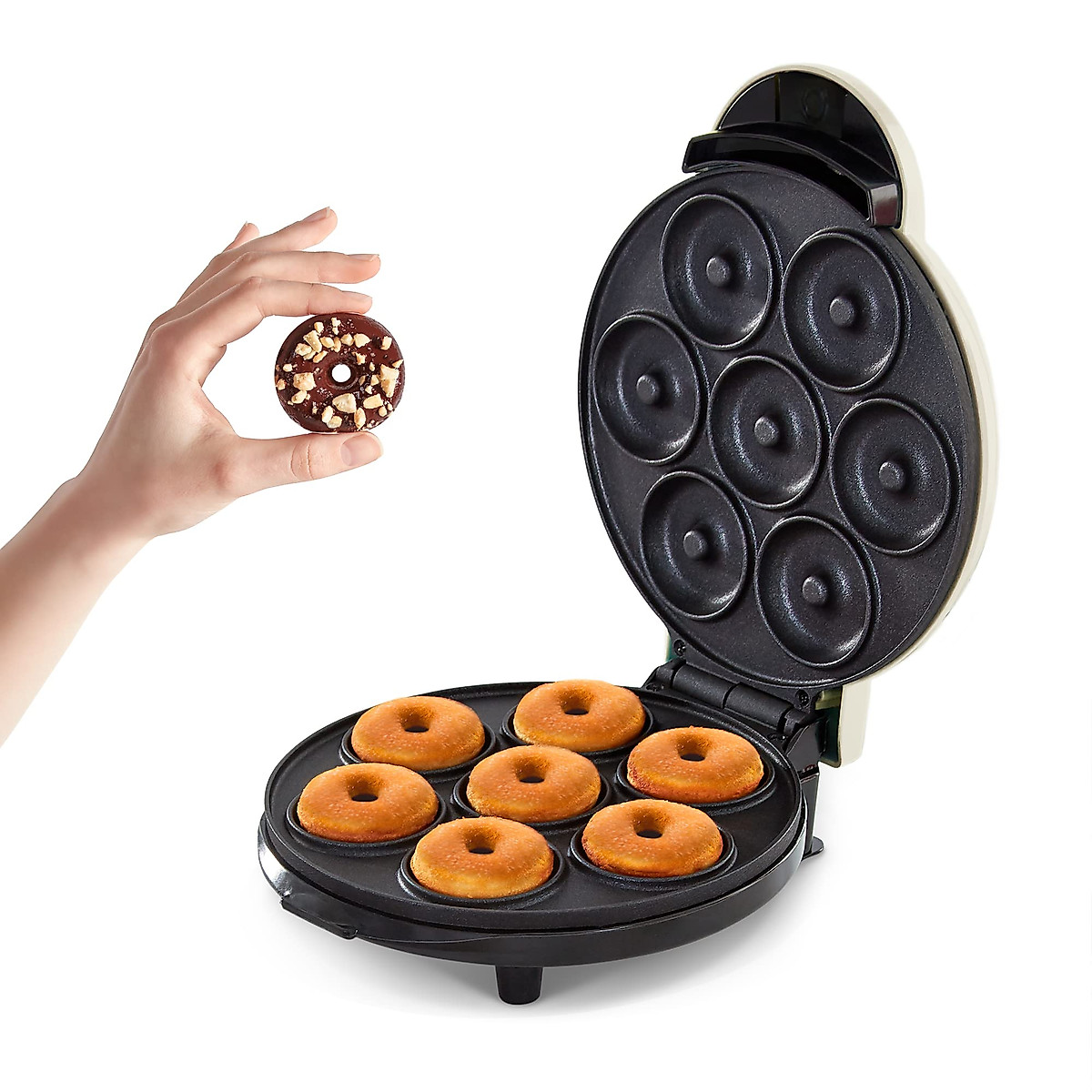 Dash Mini Donut Maker Machine for Kid-Friendly Breakfast, Snacks, Desserts & More with Non-stick Surface, Makes 7 Doughnuts - Cream