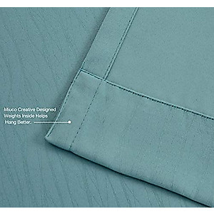 MIUCO Blackout Curtains Room Darkening Curtains Textured Grommet Curtains for Window Treatment 2 Panels 52x63 Inch Long Teal