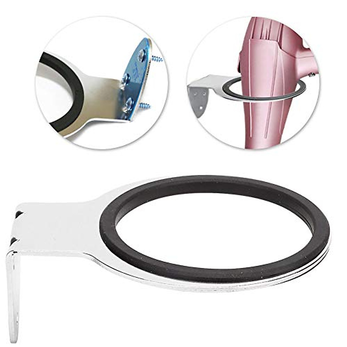 Stainless Steel Hair Dryer Holder, Wall Mount Hair Dryer Holder Practical Hair Dryer Support Professional Hair Dryer Rack Installed in Bathroom Washroom and Bedroom (Silver)