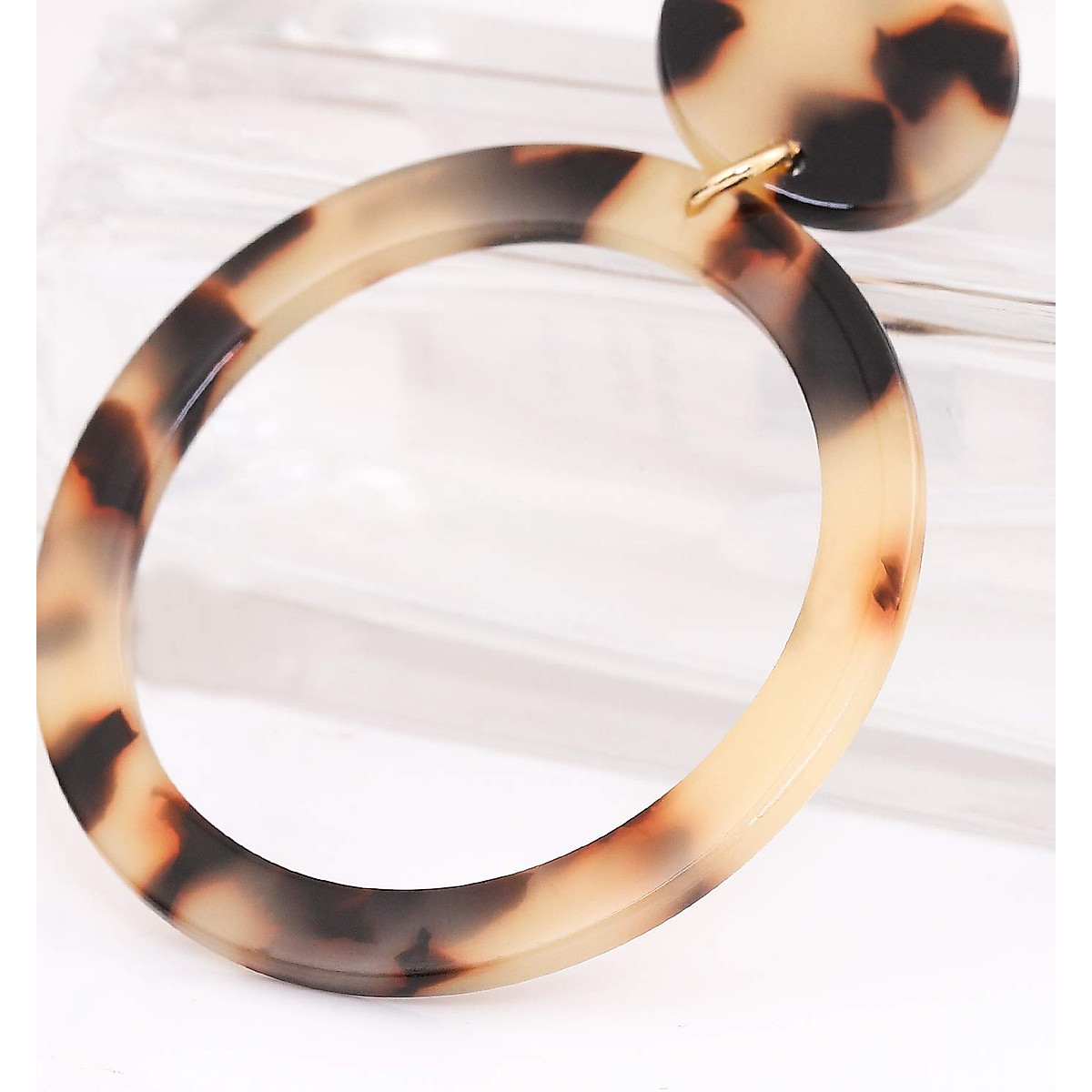 Acrylic for Women Geometry Resin Drop Dangle Earrings Bohemia Tortoise Shell Hoop Earrings Mottled Statement Stud Earrings Fashion Jewelry (Leopard)
