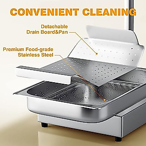 PYY French Fry Warmer Food Warmer Fries Countertop Food Heat Lamp for Chips Commercial Heat Light Free-Standing Warming Dump Station Churros Fried Food (Silver)