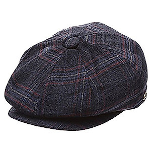 Men's Classic 8 Panel Wool Blend Newsboy Snap Brim Collection Hat (as1, Alpha, l, NSB2321 Blue Pliad)