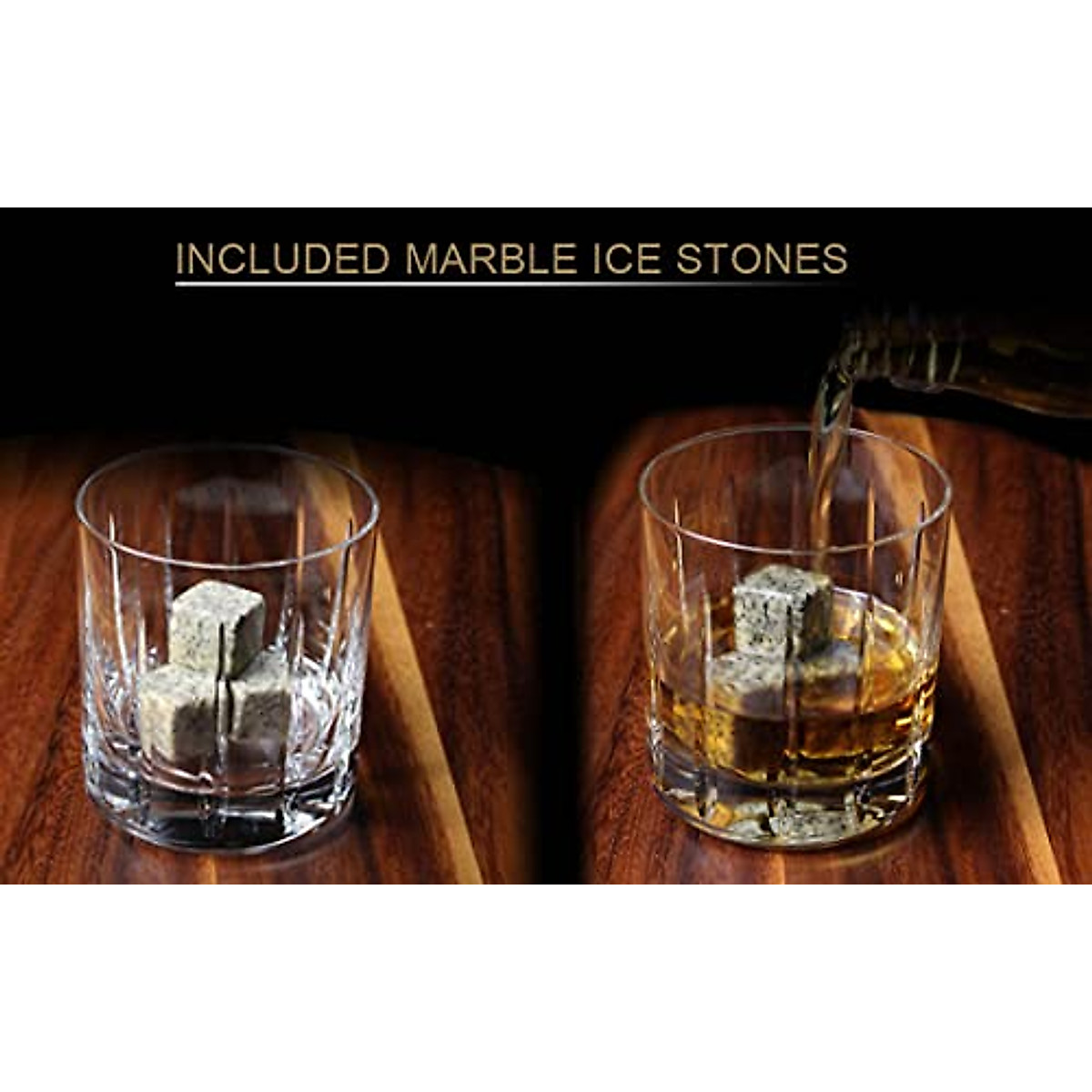 Cocktail Smoker Kit | Old Fashioned, Whiskey, Bourbon Cocktail Smoker Kit with Torch, Ice Stones, and Four Flavors of Wood Chips | Gift for Birthdays/Father's Day/Christmas. (No Butane)