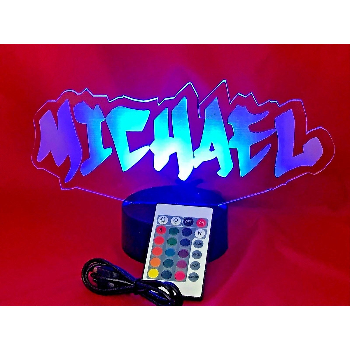 Name Light Up Lamp Any Name Shape Lamp LED Personalized Create Your Own Name In Graffiti Table Lamp LED, Our Newest Feature - It's WOW, With Remote 16 Color Options, Dimmer, Free Engraving, Great Gift