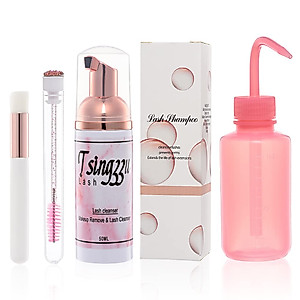 Tsingzzu Lash Shampoo For Lash Extensions With Lash Shampoo Brush 50ml Oil Free Lash Shampoo lemon scent Gentle Eyelash Extension Cleanser Lash Bath
