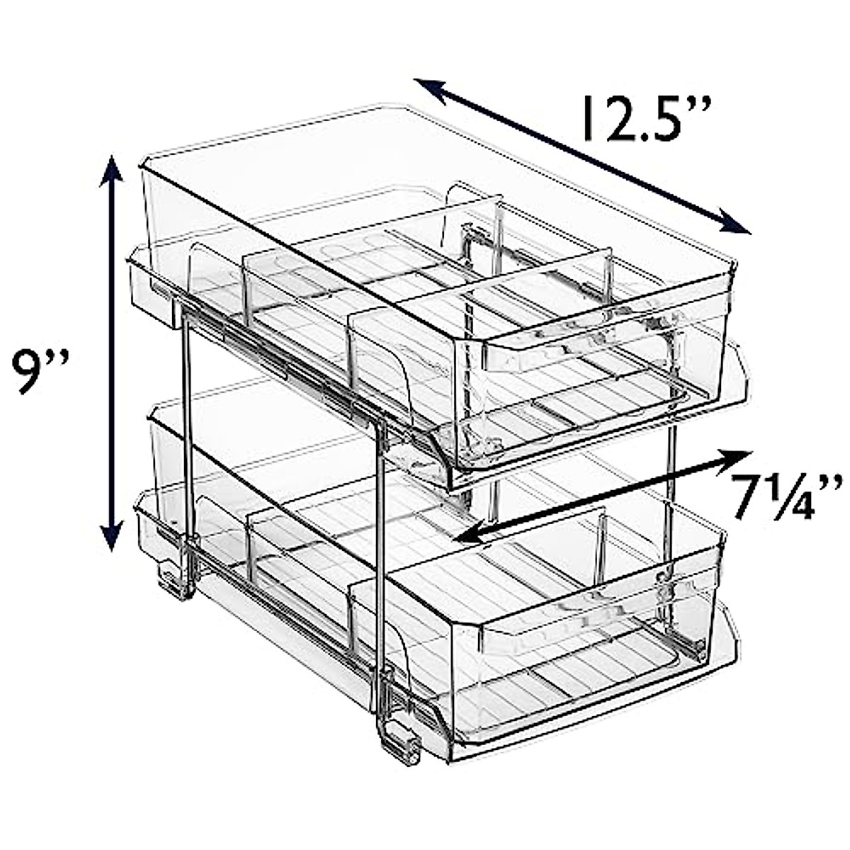 ClearSpace Under Sink Organizer with Dividers – Perfect as Kitchen Cabinet Organizer or Bathroom Organization – Medicine Cabinet Organizer and Slide-Out Storage with handles for Home and Bath – 2 Pack