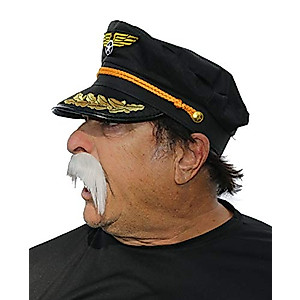 City Costume Wigs Walrus Mustache, Fake Facial Hair Realistic Looking False Facial Hair with Adhesive for Adults (Grey/ White Mix)