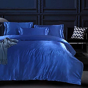 Cotton Home Depot Ultra Soft Luxurious Satin Silk Comforter- 1 Piece Comforter Bedding Set Royal Blue, Queen ( 88 x 88 ) Inches