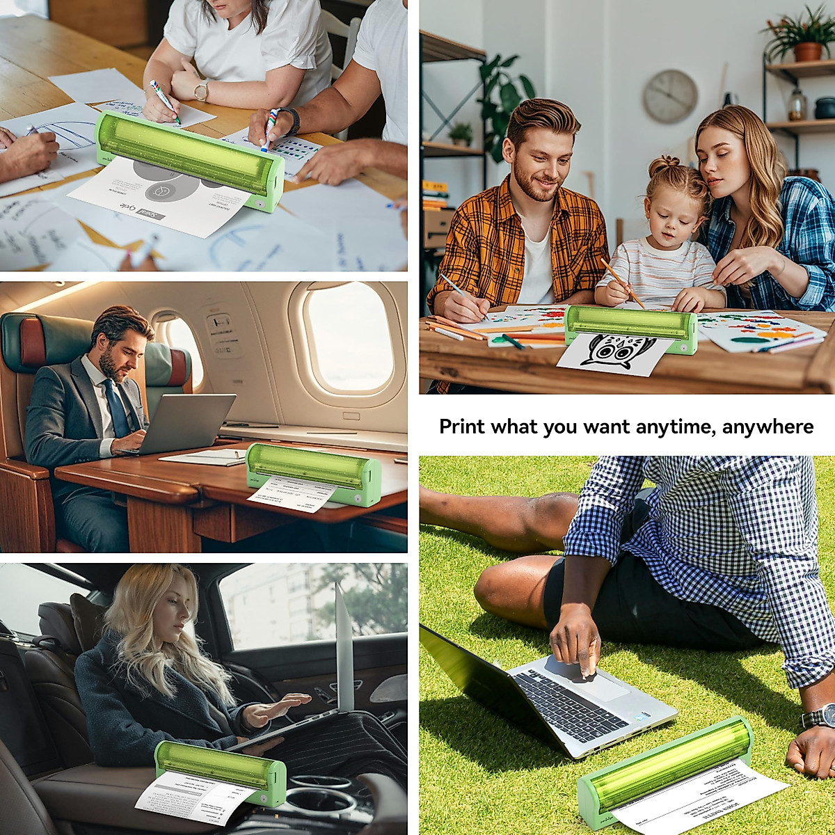 PeriPage P80 Portable Printer,Thermal Wireless Bluetooth Printer Support 8.5" X 11" US Letter & Legal,A4 Thermal Paper, Inkless Printer Compatible with iOS, Android Phone,Laptops (Green 203dpi)