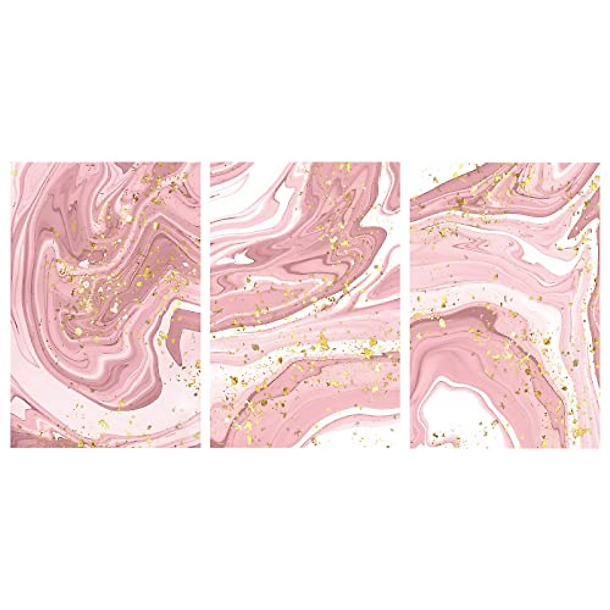 Pink Marble Canvas Wall Art Pink and Gold Abstract Art Gold Foil Artwork Gold Glitter Art Blush Pink Glitter Pictures Pink Gold White Painting Modern Abstract Marble Art Prints 16x24inchx3pcs No Frame