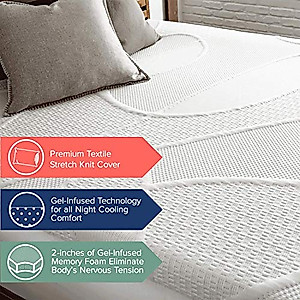 Perfect Cloud Gel-Infused 2-inch Cooling Memory Foam Mattress Topper Pad - Pressure Relieving (King)