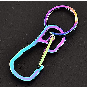 2 Pack Carabiner Clip Retractable Ring Set Titanium KeyChain Quick Release Hooks for Men Women