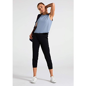 Dragon Fit Women Sleeveless Yoga Tops Workout Cool T-Shirt Running Short Tank Crop Tops (Blue, X-Small)