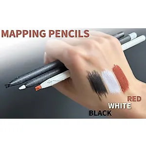 Eyebrow Mapping Kit White, Red, Gold Brow Mapping String [30m] Red, Black, and White Eyebrow Pencil Mapping Pencil Eyebrow Pencil Sharpener & 10 Eyebrow Ruler, Microblading Supplies Microblading Kit