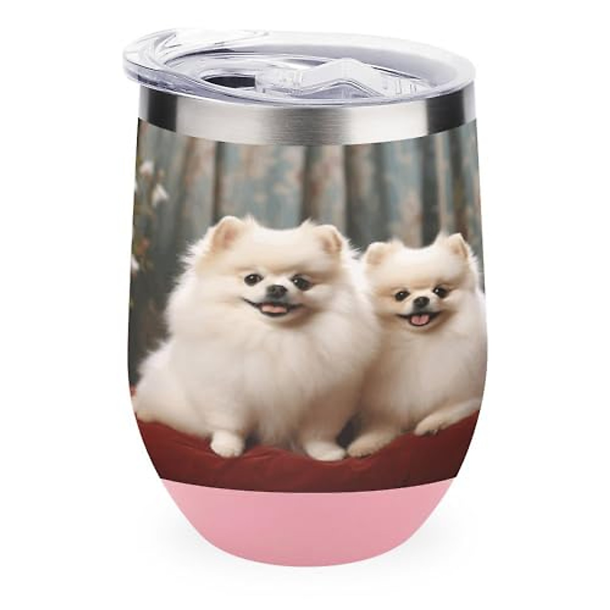 WYUSPGK 304 Stainless Steel Insulated Cup, Short-haired Pomeranian Dog Print Smooth Rim, Durable & Reusable - Perfect for Office, Home, And Travel