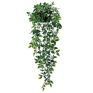 Whonline Artificial Hanging Plants Small Fake Potted Plants, Faux Plants for Indoor Outdoor Aesthetic Office Living Room Shelf Decor (1 Pack)