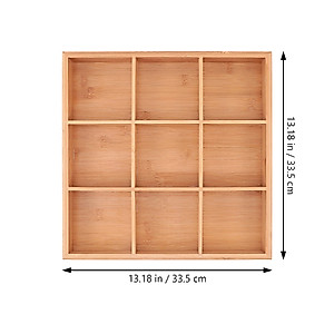 DOITOOL Wood Serving Tray Divided Serving Platter 9- Compartment Organizer Tray Wood Food Server Snack Candy Tray Sushi Platter for Party