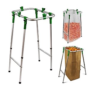 NIFTYARD Adjustable Leaf Bag Holder, 33-55 Gallon Plastic and 30 Gallon Paper Bag capacity, Works on Slopes, Foldable, Outdoor Trash Bag Holder Stand, Yard & Lawn Cleanup, Gardening, Camping, Parties