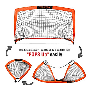 WEKEFON Soccer Goals, Set of 2 - Size 3.6'x2.7' Portable Foldable Pop Up Soccer Net for Backyard Training Goal for Kids and Youth Soccer Practice with Carry Bag