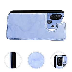 Asuwish Phone Case for OnePlus Nord N100 with Tempered Glass Screen Protector and Flip Marble Wallet Cover Card Holder Stand Accessories One Plus N 100 4G 1 Plus 1plus One+ 1+ 100N 5G Women Men Purple