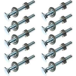 TAODAN 10 Set 1/4-20 x 2" Carriage Bolts Set Round Head Square Neck Screws with Nuts and Washers